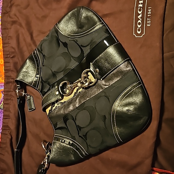 Coach | Bags | Coach Hamptons Classic Black Hobo Python Stripe | Poshmark